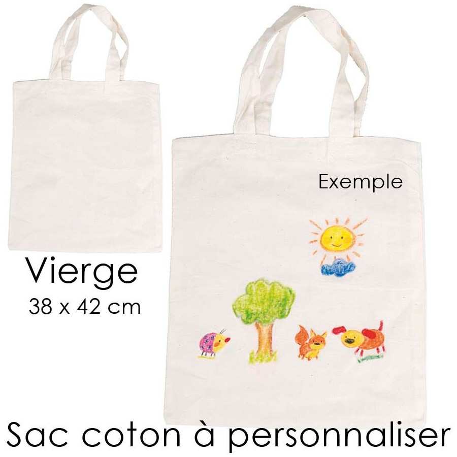 Sac en coton 38x42 cm à peindre et personnaliser Sac en coton 38x42 cm à peindre et personnaliser