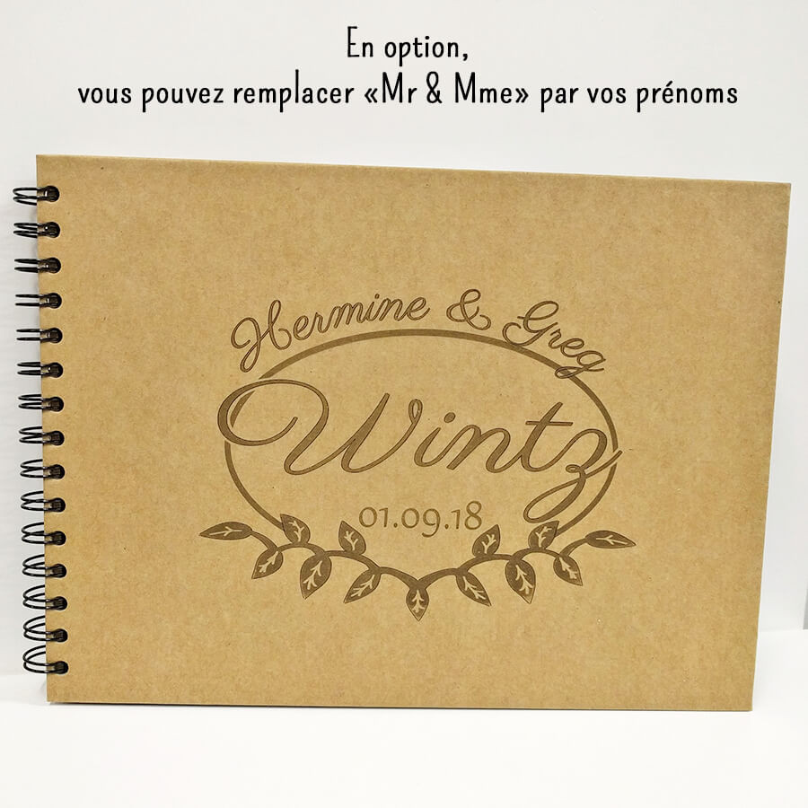 Livre d'or mariage personnalisable grand cahier kraft