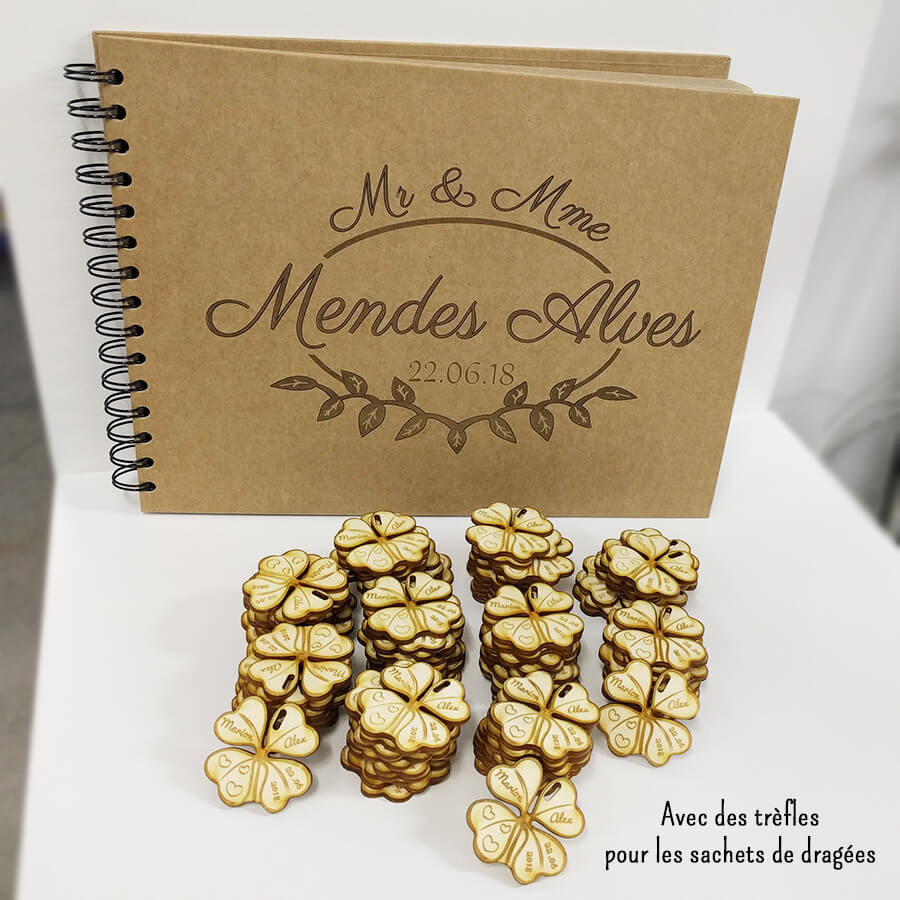 Livre d'or mariage personnalisable grand cahier kraft