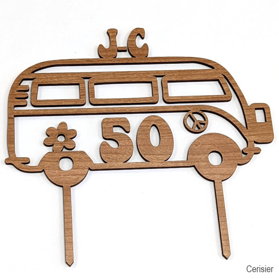 Cake topper combi hippie anniversaire personnalisé